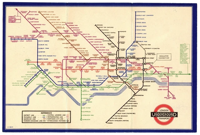 ORIGINAL LONDON UNDERGROUND Railways Tube Map Harry Beck 1936, No.2 £ ...