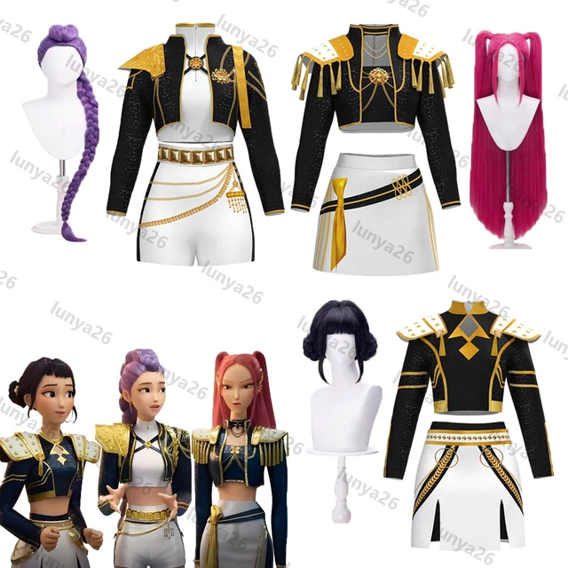KIDS GIRLS K-POP Demon Hunters Costume Wig Rumi Mira Zoey Cosplay Fancy Dress Up £22.37 ...