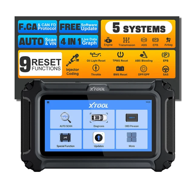 XTOOL D5 OBD2 Scanner, 4-System-Autodiagnosetool mit 9 Reset-Funktionen ...