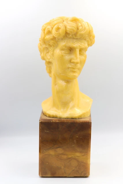 DAVID-BÜSTE, ALABASTER-SKULPTUR AUF Steinsockel, alt nach antikem ...