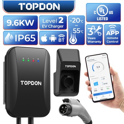 TOPDON MAXICHARGER ELECTRIC Vehicle EV Charger 40 Amp Level 2 NEMA 14 ...
