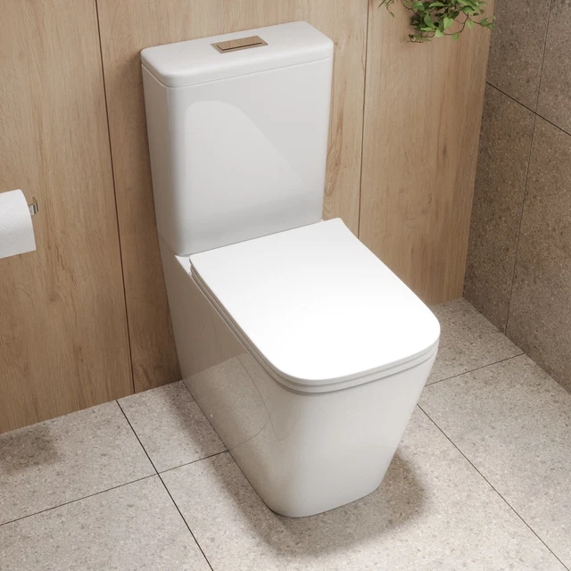 CLOSE COUPLED BACK to Wall Rimless Toilet with Soft Close Sea BUN ...