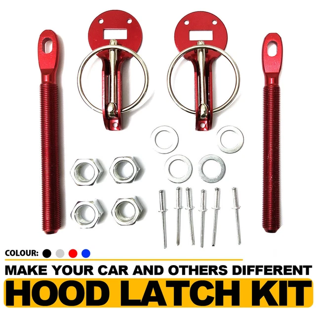UNIVERSAL ALLOY MOUNT Bonnet Hood Pin Pins Lock Latch Kit Racing Sport ...
