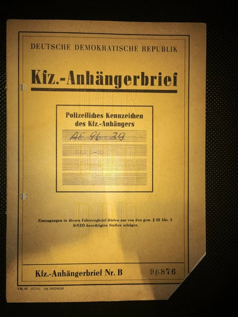 DDR KFZ BRIEF Anhänger Eigenbau Umbau Pkw EUR 22,21 - PicClick DE