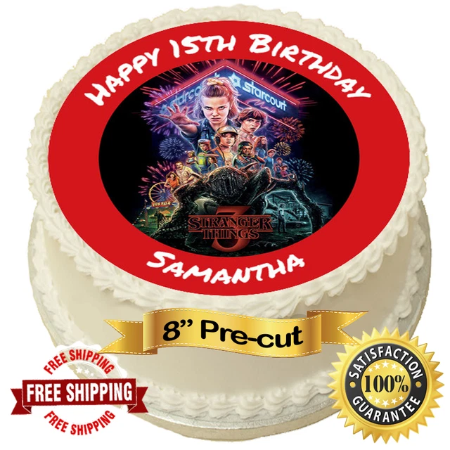 STRANGER THINGS PERSONALISED 8" Birthday Cake Edible Round Topper £4.95 ...