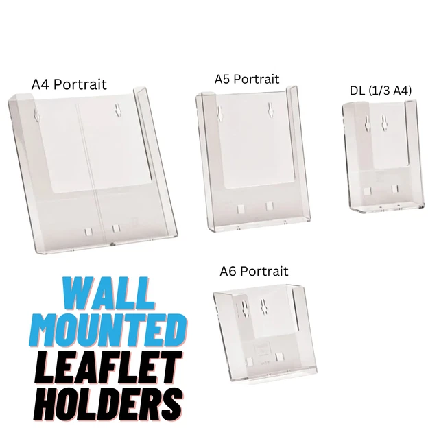 DL A5 A4 Wall Mount Leaflet Postcard Brochure Holders Menu Dispenser ...