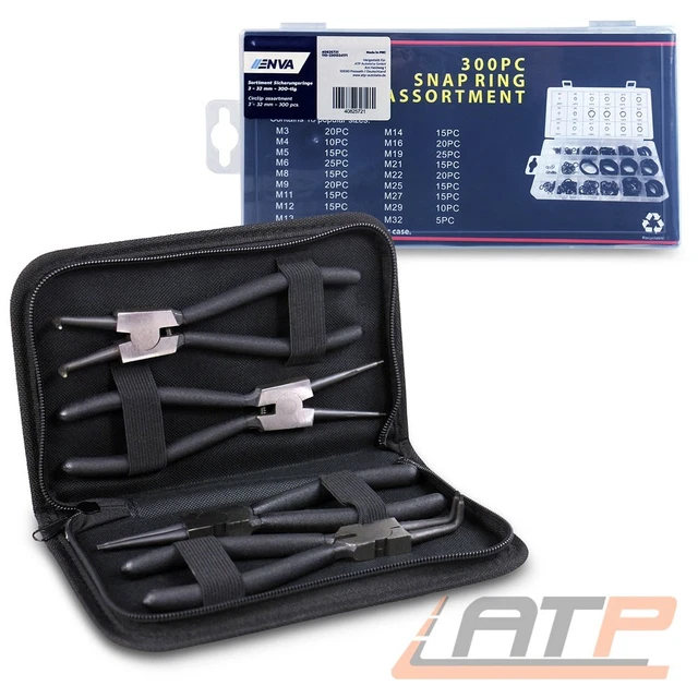 ENVA SPRENGRINGZANGEN-SATZ 175 mm 4-tlg. + SORTIMENT SICHERUNGSRINGE ...