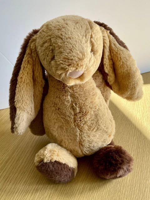 JELLYCAT BASHFUL PATCHWORK Brown Bunny Genuine Retired Rare Collectible ...