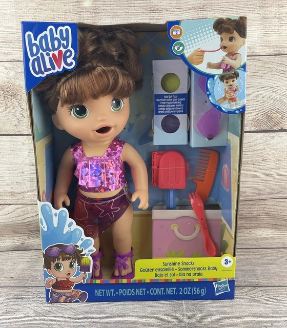 BABY ALIVE SUNSHINE Snacks Summer Themed Waterplay Doll & Accessories ...