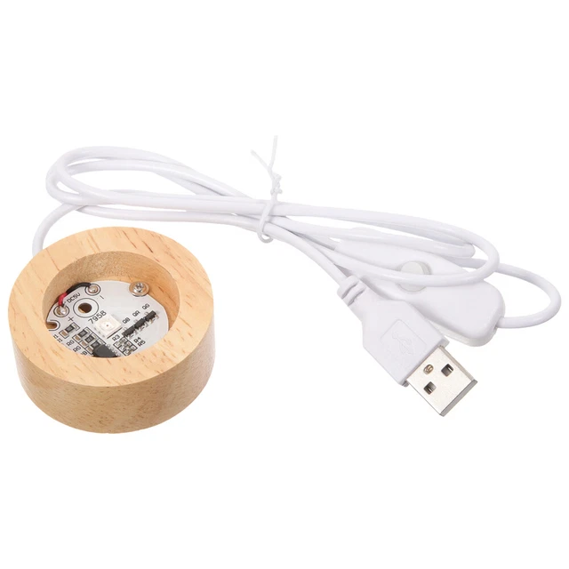 LED LIGHT DISPLAY Pedestal Wooden Light Base Crystal Ball Round Display ...