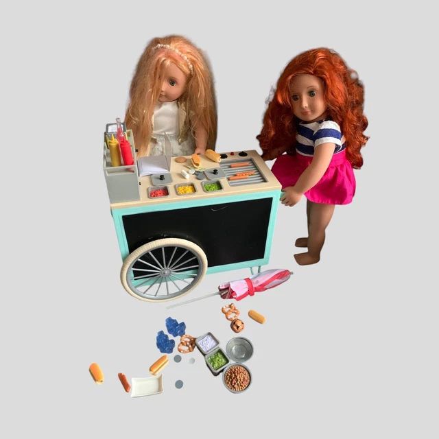 OUR GENERATION HOT Dog Food Cart With Two Dolls & 4 Books (ages 7 Years ...