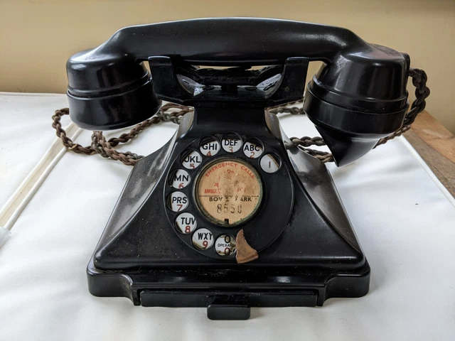 VINTAGE BLACK BAKELITE GPO rotary dial Pyramid Phone 232L FWR/2 ...