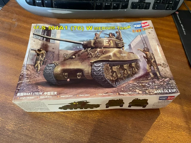 HOBBY BOSS NO.84801 1/48 Scale U.S M4A1 (76) W Medium Tank Model Kit ...