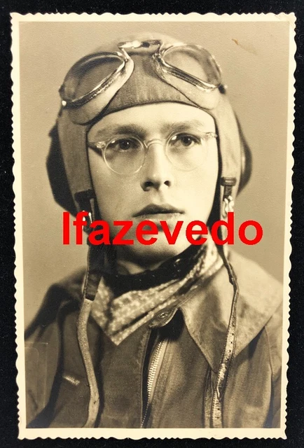 WW2 GERMAN LUFTWAFFE Aviator Portrait Photo Pilot Aviation Helmet ...