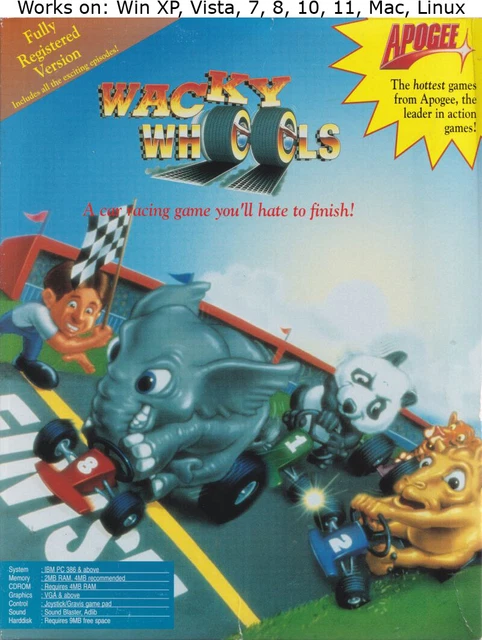 WACKY WHEELS PC Mac Game Apogee 1994 Windows 7 8 10 11 $22.00 - PicClick AU