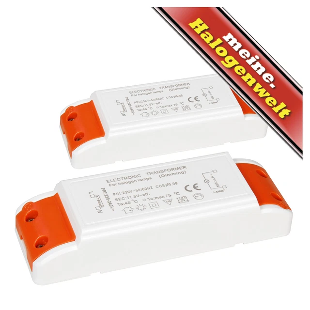 ELEKTRONISCHER HALOGEN-TRAFO 10-105W 12V/230V 105VA Transformator flach ...