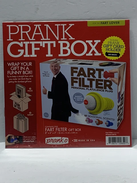 PRANK-O PRANK GIFT Box 8"×6"×2" Fart Filter Includes Fake Gift Card ...