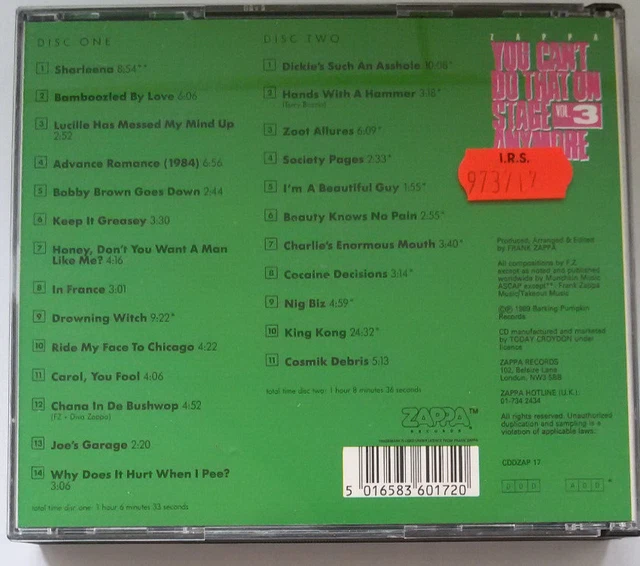 FRANK ZAPPA: YOU can't do that on stage anymore, vol. 3 2-CD-Set EUR 4,00 - PicClick IT