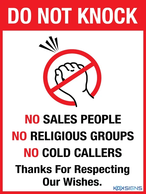 DO NOT KNOCK Sign - Various Sizes Sign & Sticker Options - No Door ...