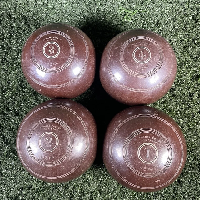 VINTAGE THOMAS TAYLOR Lignoid Lawn Bowls No 3 Bias 1951 Stamp Set of 4 ...