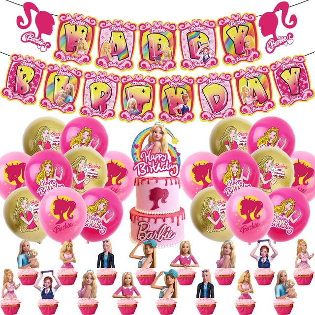 BARBIE THEME PARTY Set Party Supplies Banner Balloons Girls Birthday ...