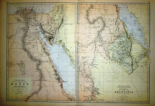 1882 GRAND VICTORIEN Carte ~Egypte ~ Nile Valley Nubia ~ Abyssinia EUR ...