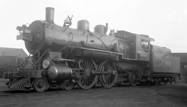 WAB WABASH RAILROAD locomotive engine No 611, 4-4-2 Old Train Photo $9. ...