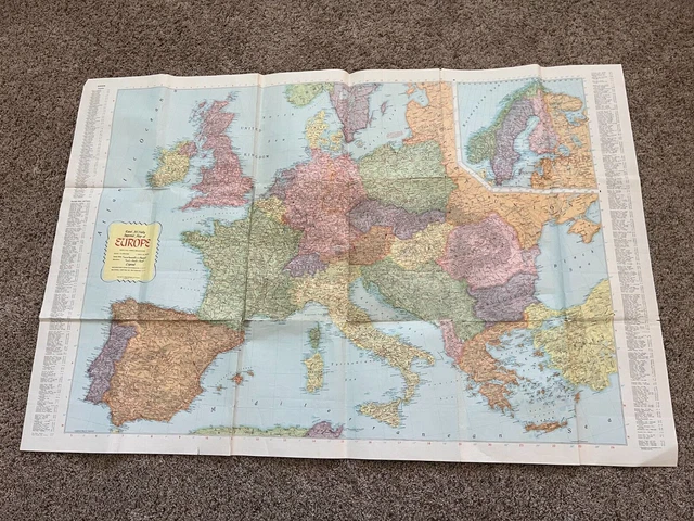 VINTAGE RAND MCNALLY Imperial Map of the Europe 41.75 x 27.5 Inches £11 ...