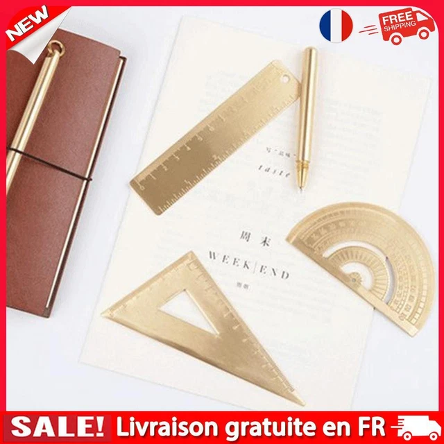 VINTAGE BRASS TRIANGLE Ruler Portable Drawing Layout Gauge Measurement ...