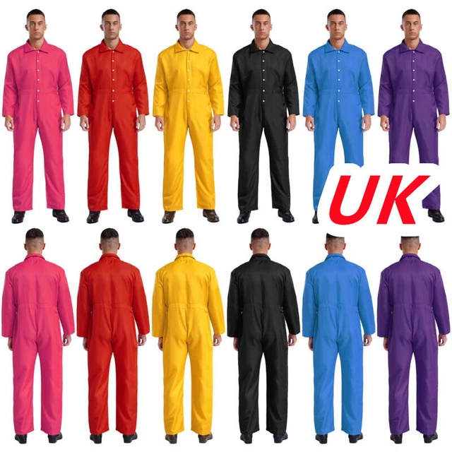 UK MENS BUTTON Up Coveralls Workwear Blend Work Heavy Duty One-Piece ...