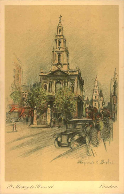 VINTAGE MARY STRAND London Postcard Un Posted Sketch Image Design Abc ...