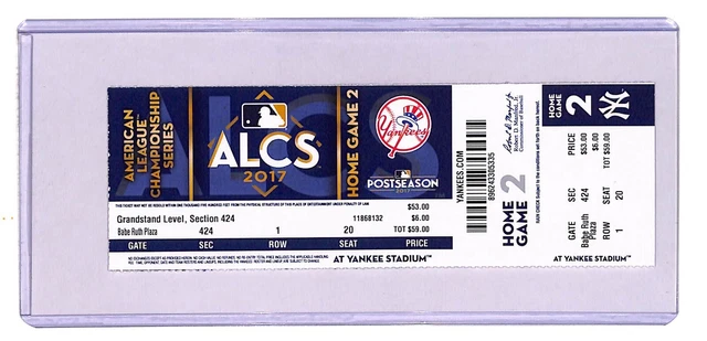 NEW YORK YANKEES défaite Astros Ticket Stub 10/17/2017 ALCS GAME 4 ...