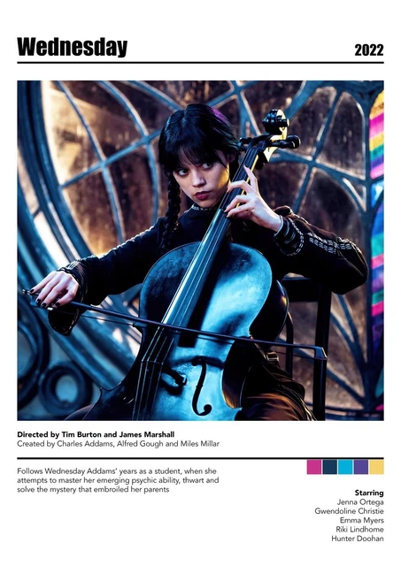 WEDNESDAY ADDAMS POSTER, Addams Family, Jenna Ortega, Nevermore Academy ...