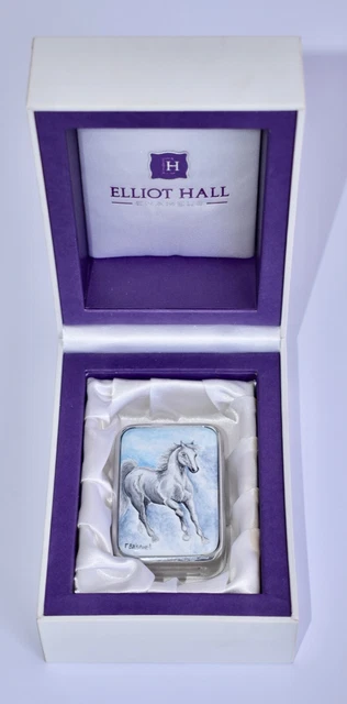 BOXED ELLIOT HALL ENAMELS Paperweight HORSE/STALLION Signed F Bakewell ...