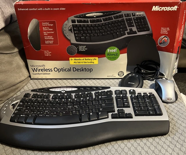 MICROSOFT WIRELESS OPTICAL Desktop Comfort Edition Keyboard & Mouse ...