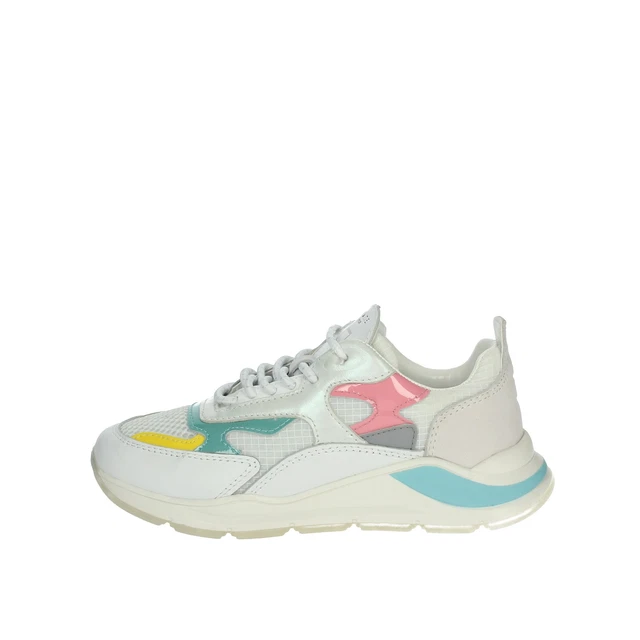 SNEAKERS BASSA BAMBINA D.a.t.e. Pelle/nylon Bianco/verde J321-FG2-NK-WH ...