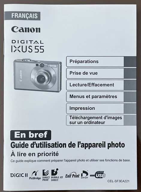 CANON DIGITAL IXUS 55 - In Brief User's Guide £1.10 - PicClick UK