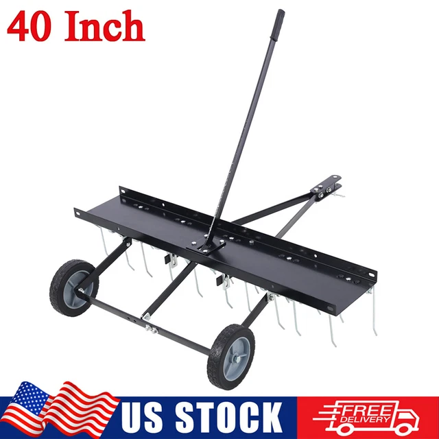40& DETHATCHER TOW Behind Lawn Rake Sweeper w/ 20 Spring Tine ...
