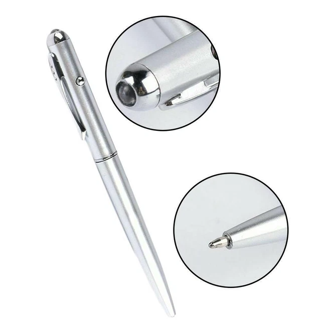 UV LIGHT LED Silver Ballpoint Pen Invisible Ink Secret NEW Gifts Y49C ...