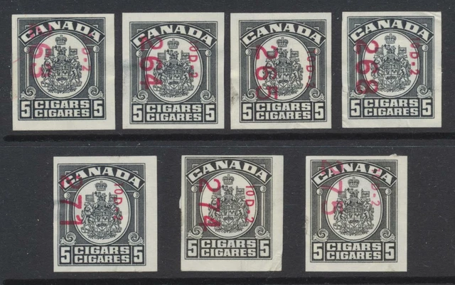 1960S CANADA CIGARS (7 Revenue Stamps) 5 Pack ~ Red Precancels $24.00 ...