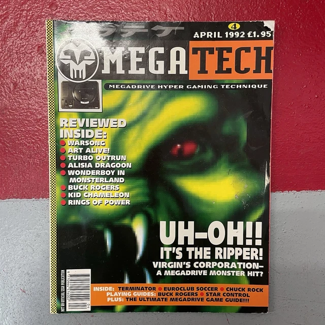 MEGA TECH MAGAZINE Issue 4 April 1992 Sega Mega Drive Good Condition £9 ...