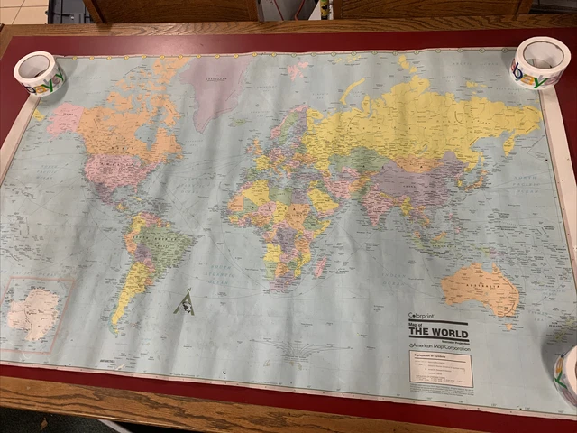 COLORPRINT MAP OF the world american map corporation 2003 36” X 54” £10 ...