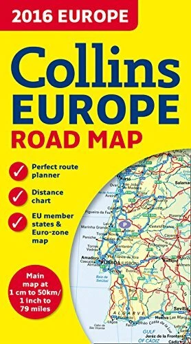 2016 COLLINS MAP of Europe by Collins Maps 0008146365 FREE Shipping EUR ...