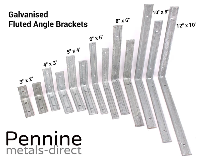 PAIR FLUTED ANGLE Shelf Bracket - GALVANISED - Sheds Garages STRONG ...