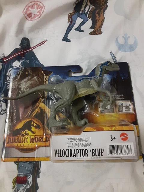MATTEL JURASSIC WORLD Dominion Ferocious Pack VELOCIRAPTOR BLUE ...