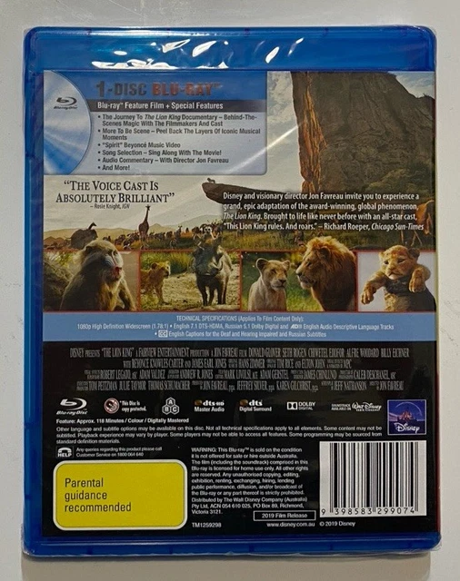 DISNEY THE LION King 2019 Blu Ray Movie Film Animation Musical ...