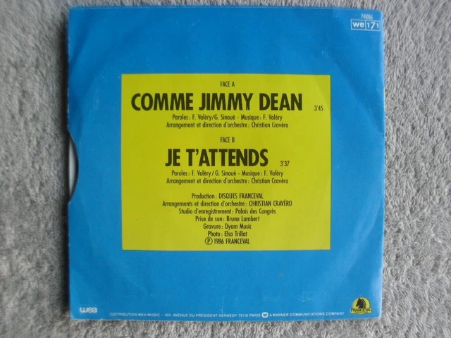 FRANCOIS VALERY COMME Jimmy Dean Singer Pop Rare Import 1980s 7" record ...