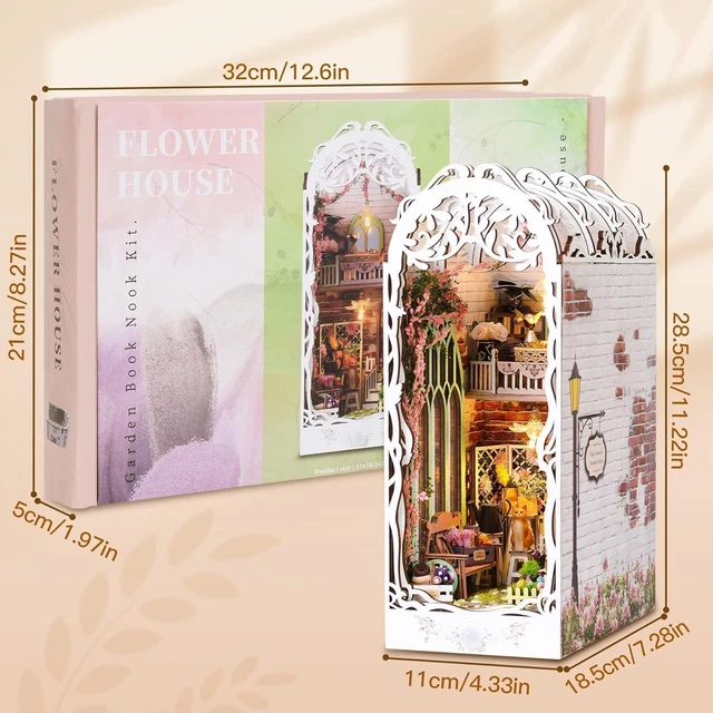 BOOK NOOK KIT, DIY Dollhouse Book Corner Kit Villa Small housewith LED ...