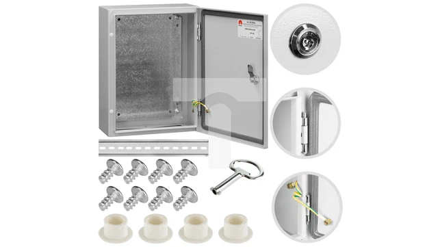 HERMETIC METAL SWITCHBOARD housing with mounting plate 400x300x150 IP65 ...