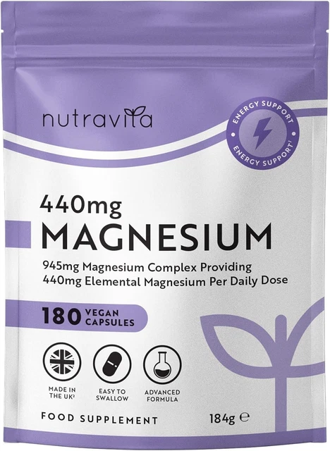 NUTRAVITA 945MG MAGNESIUM Complex 180 Vegan Citrate Capsules (3 Month ...
